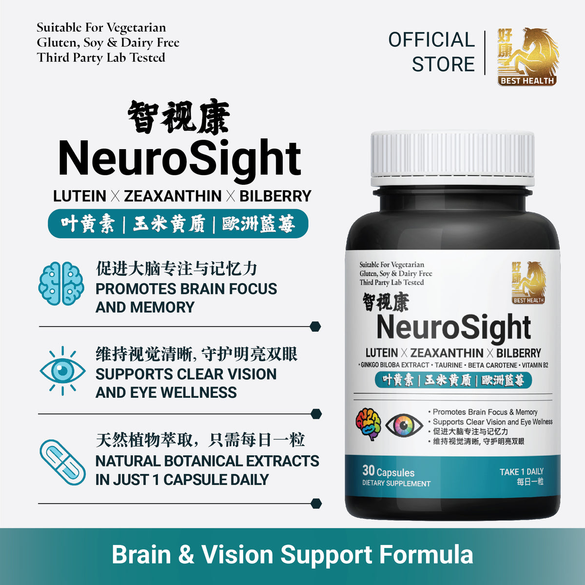 NeuroSight 智视康 - Brain & Vision Support Formula. Lutein X Zeaxanthin X ...